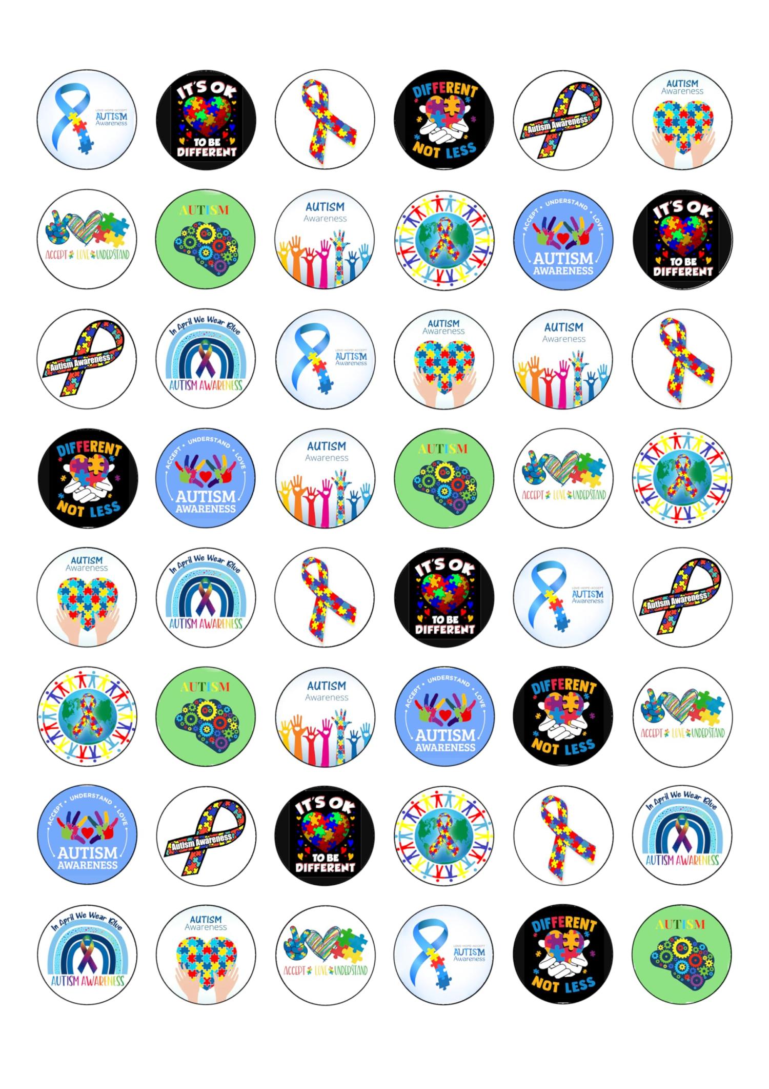 48 Autism Awareness Acceptance Charity Fundraising Edible Wafer Paper ...