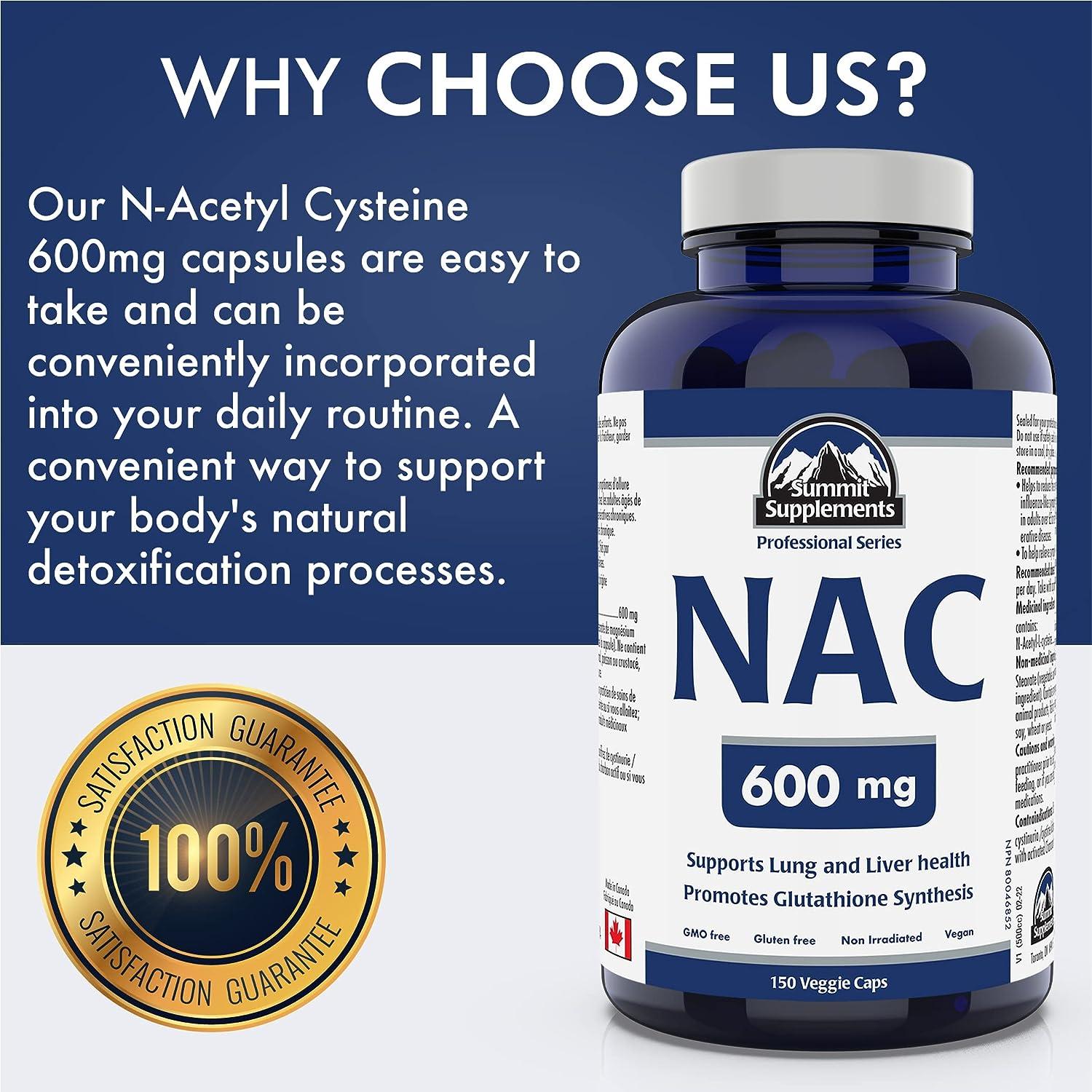 Summit Supplements NAC 600mg - Antioxidant & Immune Support - 150 ...