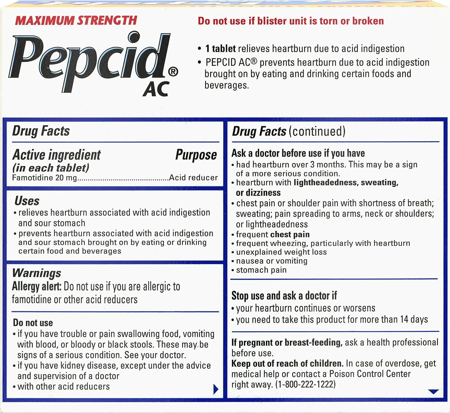 Pepcid AC Maximum Strength 20mg Famotidine - 25ct for Heartburn ...