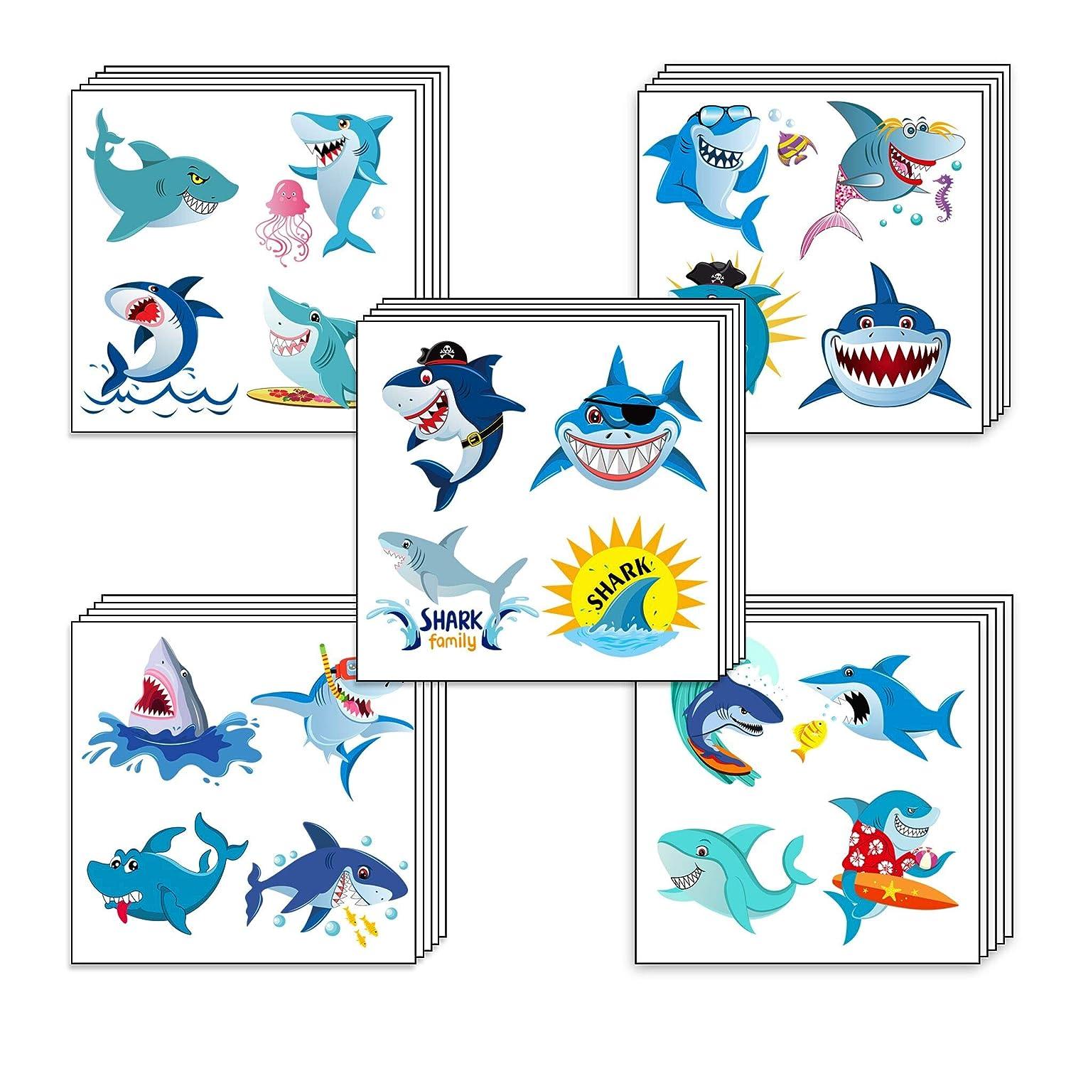 Valoin Shark Temporary Tattoos- Ocean Sea Themed Decor for Baby Shower ...