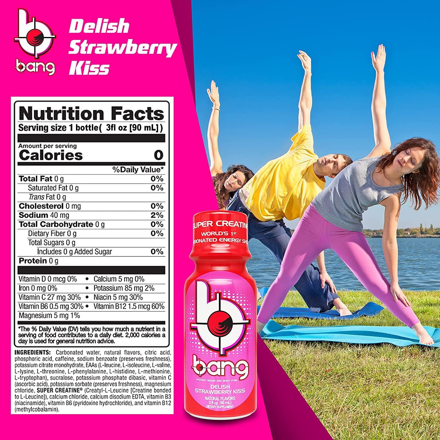 Bang Energy Shots Delish Strawberry Kiss 3 Fl Oz (Pack of 12 ...