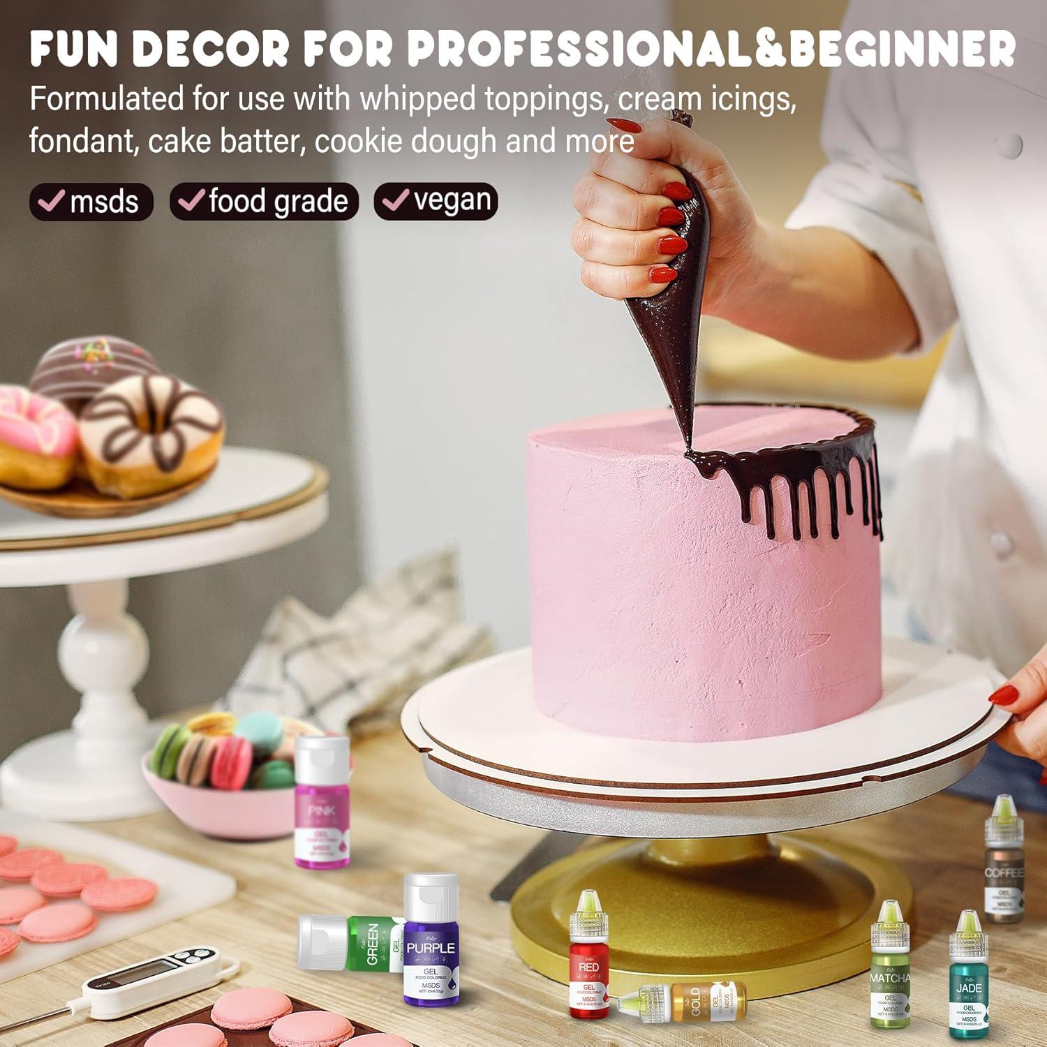 10-Pack Food Color Gel - Sugar-Free Concentrated Colors for Baking ...