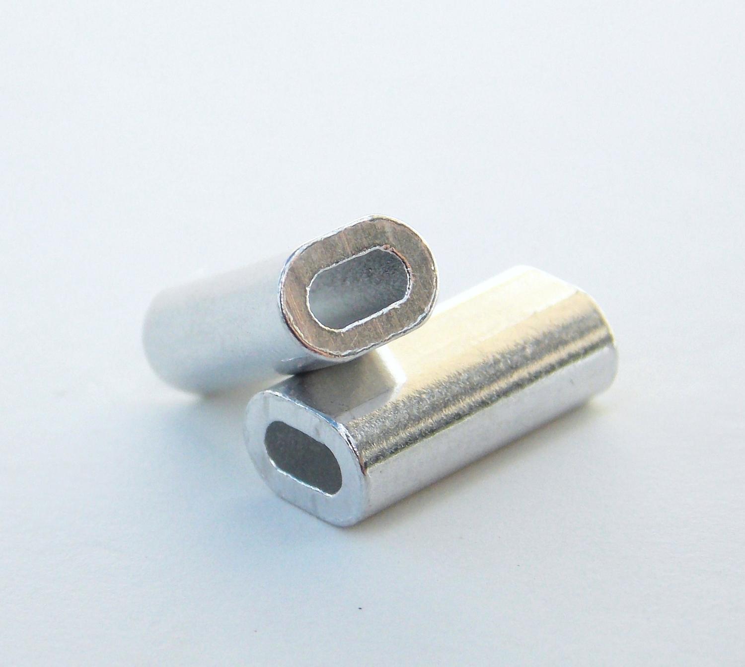 100 Mini Aluminum Oval Crimp Sleeves 1.3mm x 10mm for Secure ...
