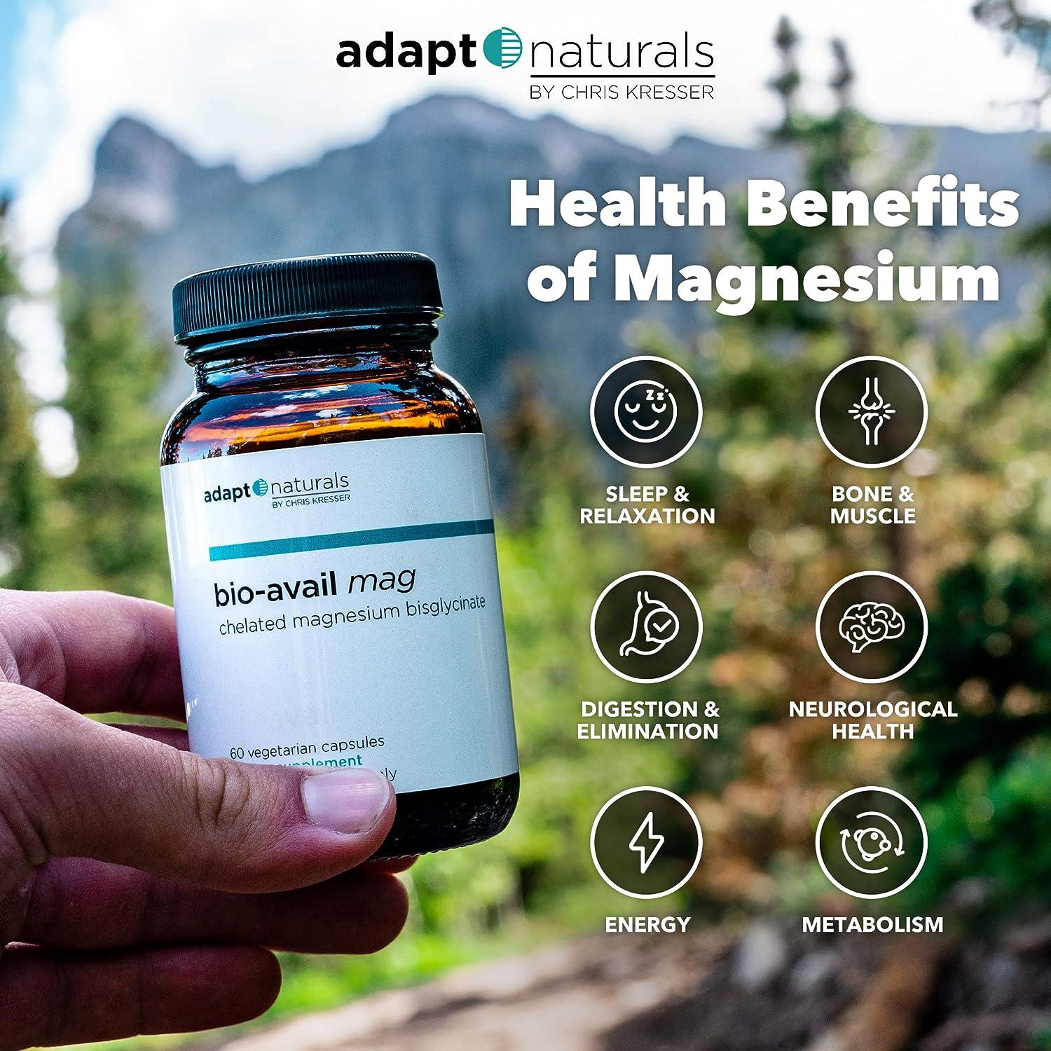 Adapt Naturals Bio-Avail Mag - High Absorption Magnesium Supplement - Chelated Bisglycinate ...
