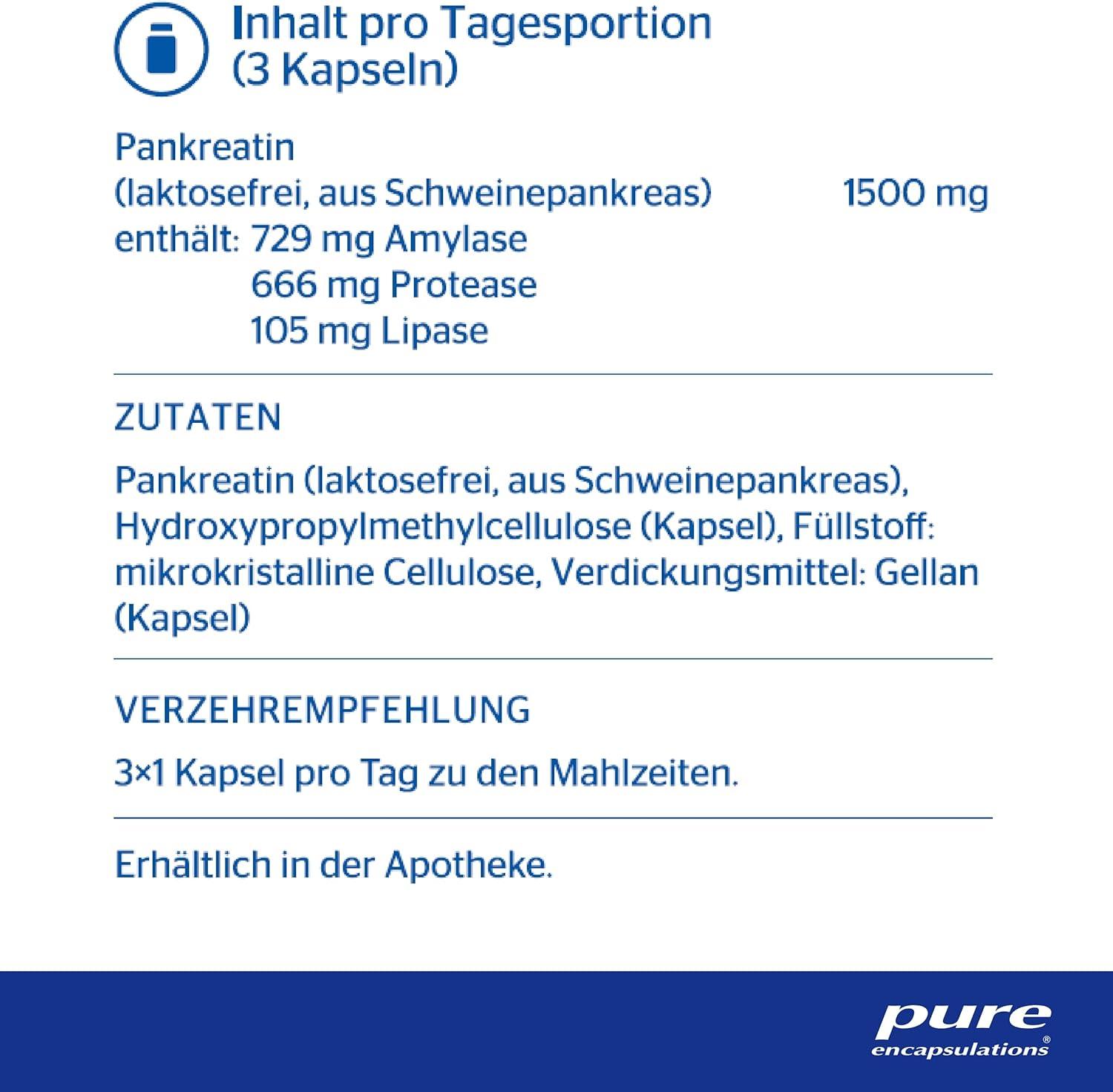 Pure Encapsulations Pancreatin Enzyme Formula - 60 Capsules | Premium ...