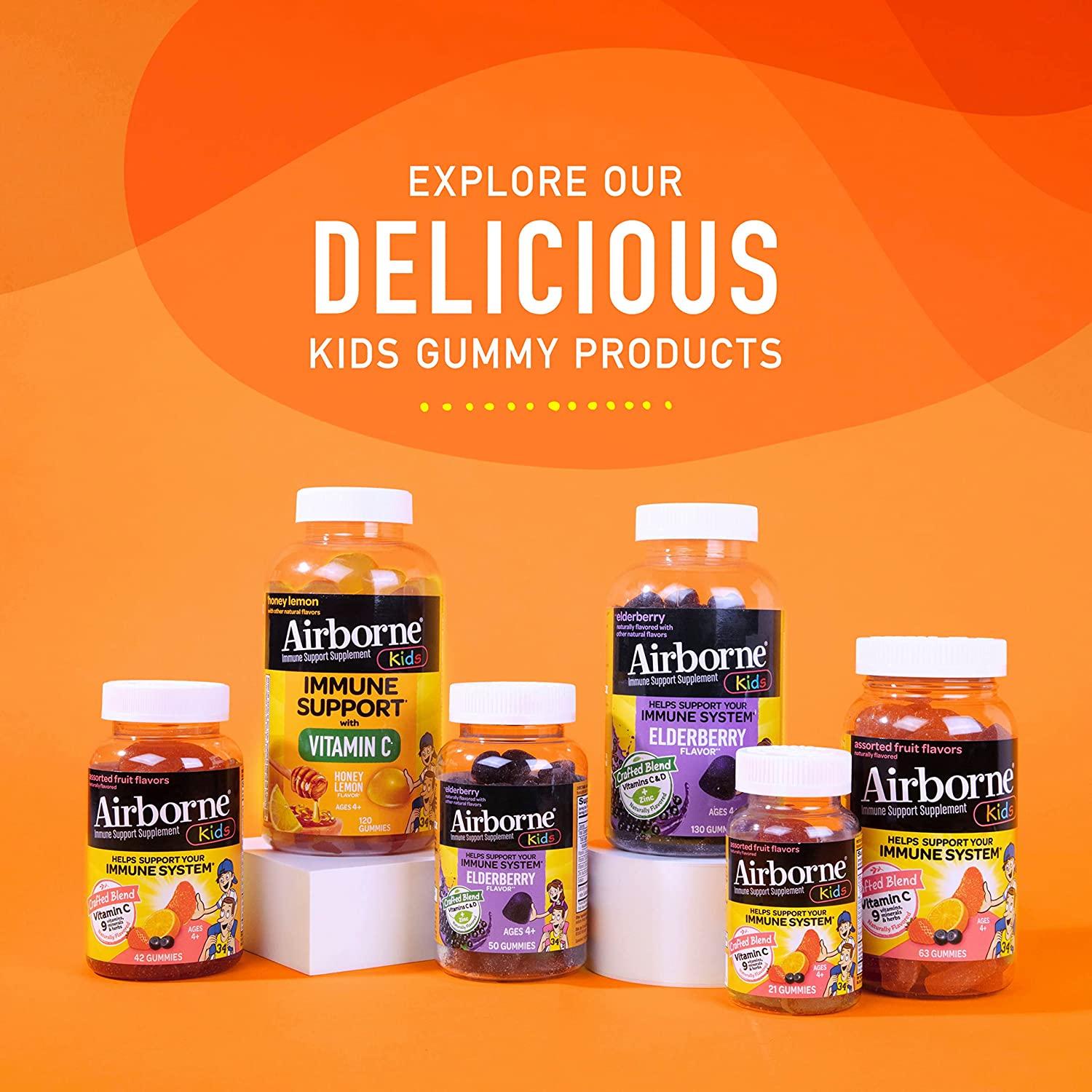 Airborne Kids Elderberry + Zinc Gummies With Vitamin C - 50 Count ...