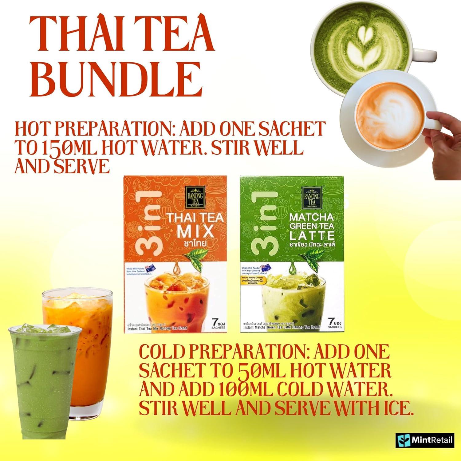 Thai Milk Tea Bundle - 14 Sachets with Ranong 3 in 1 Instant Thai Tea ...