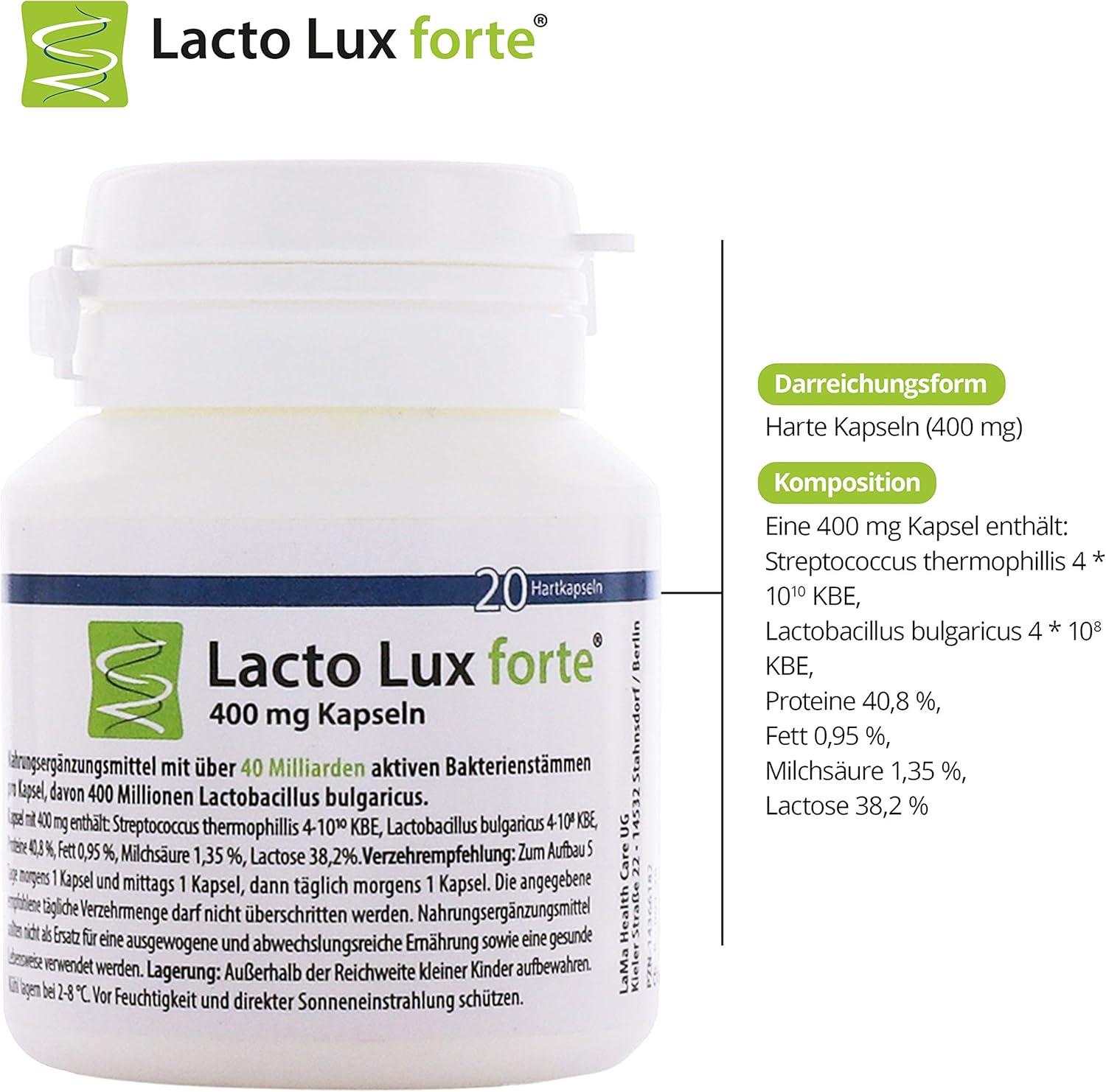 Lacto Lux Forte - Lactobacillus Bulgaricus Cultures (20 Capsules) | 40 ...