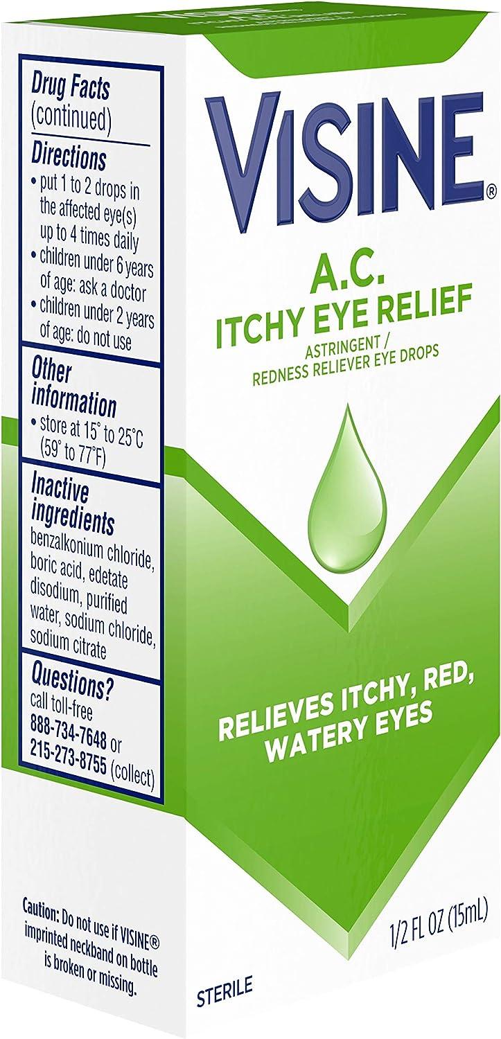 Visine A.C. Astringent Redness Reliever Eye Drops - 0.5 Oz (15 Ml)