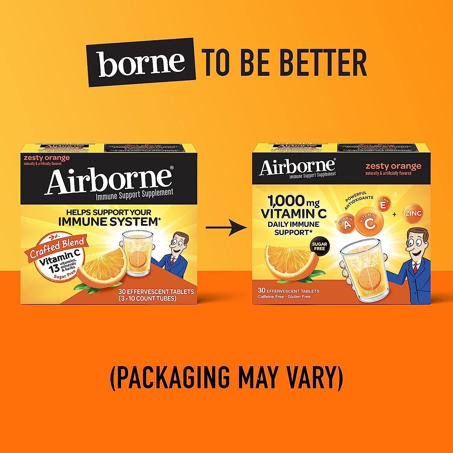 Airborne 1000mg Vitamin C with Zinc, Sugar-Free Immune Support ...