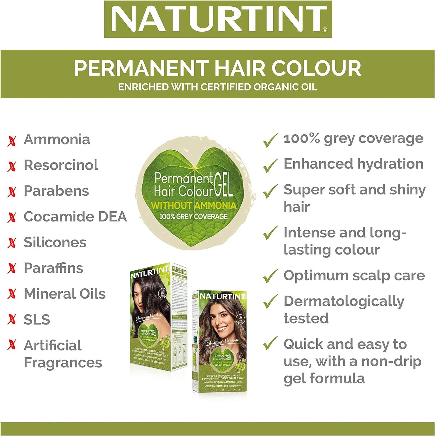 Naturtint 6N Dark Blonde Permanent Hair Colour - Ammonia-Free, Long-Lasting Grey Coverage with ...