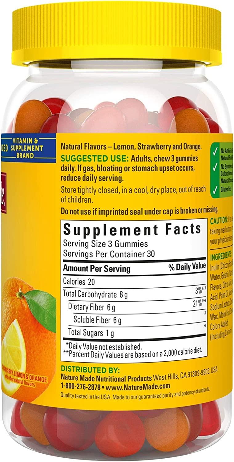 Nature Made Fiber 6g Gummies - 90 Count for Digestive Health Support ...