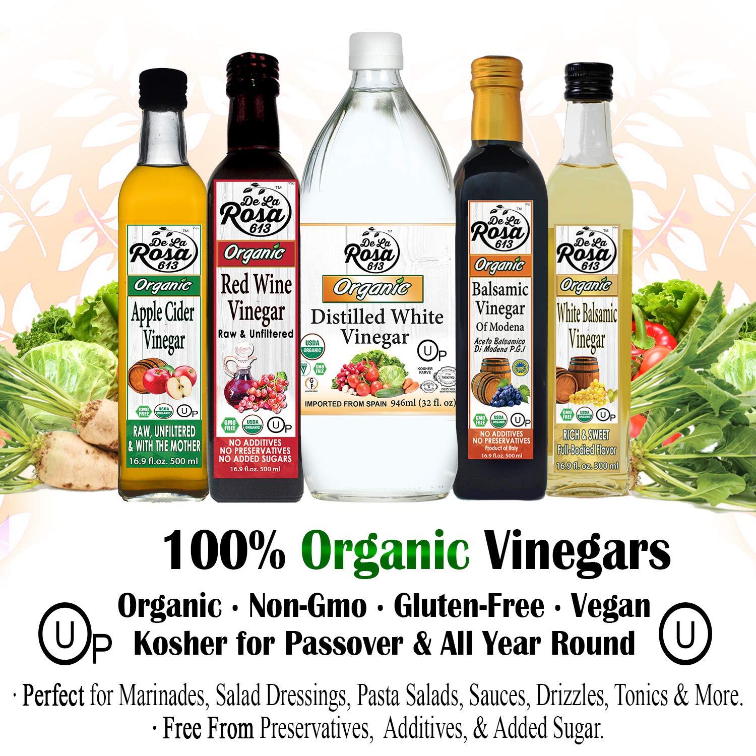 De La Rosa Organic Raw & Unfiltered White Distilled Vinegar 32 Oz (Pack ...