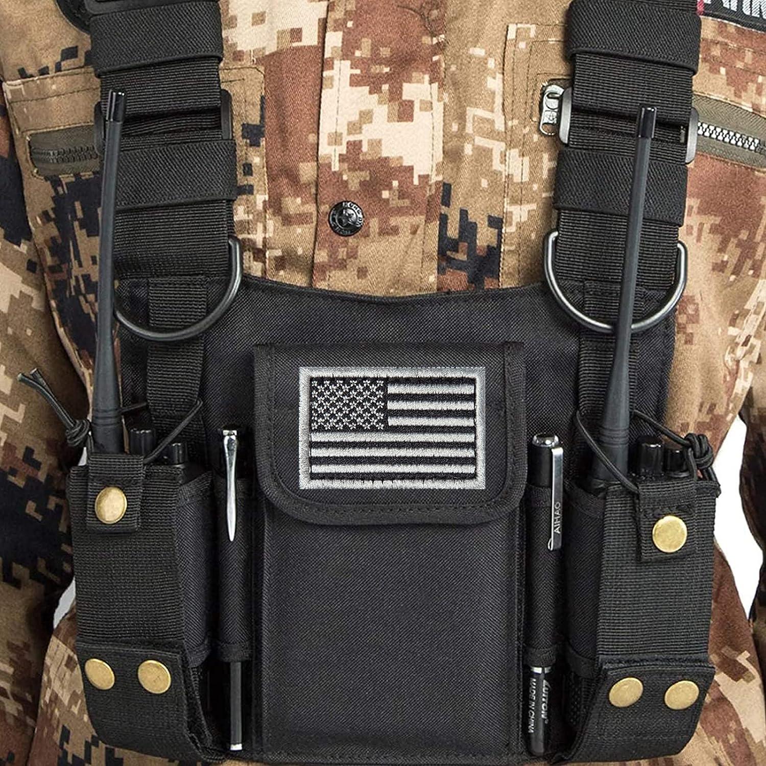 Radio Shoulder Holster Chest Harness for Two Way Radio - Black ...