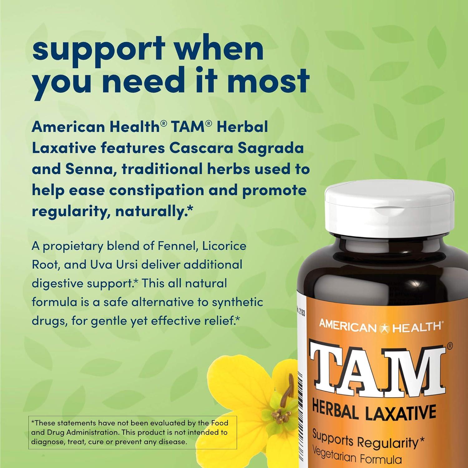 American Health TAM Herbal Laxative 250 Tablets - Natural Constipation ...