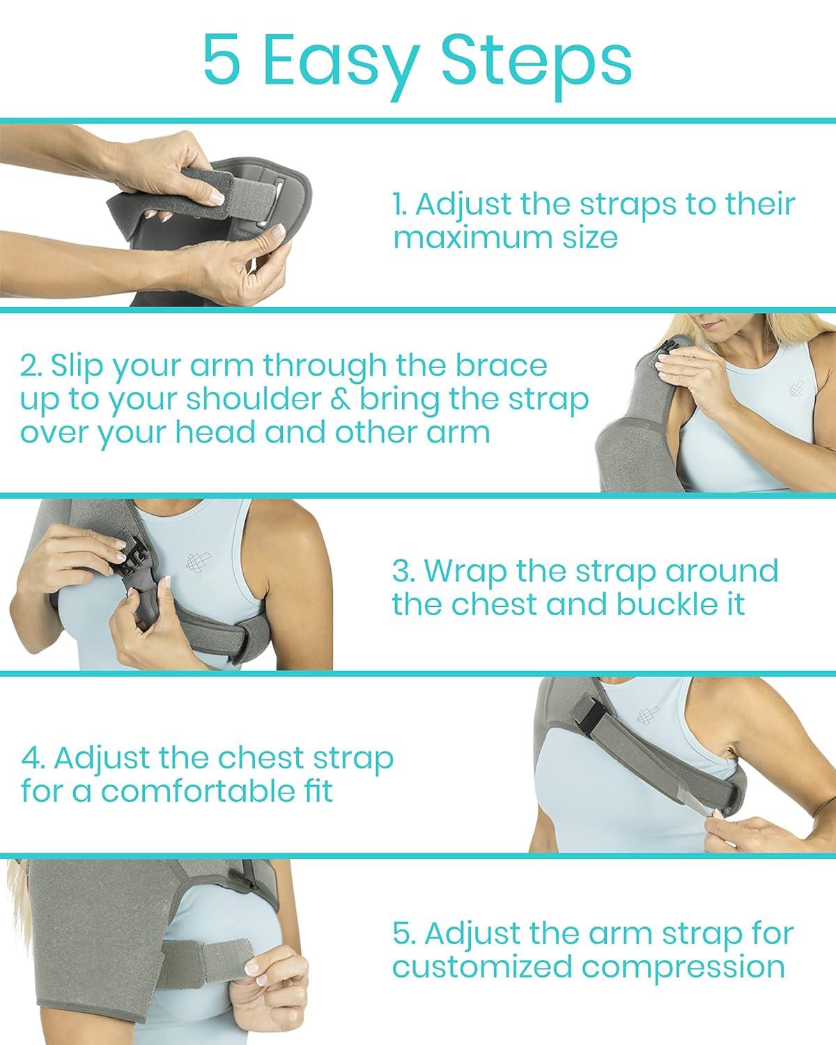 Vive Shoulder Brace - Rotator Cuff Compression Support - Gray Small ...