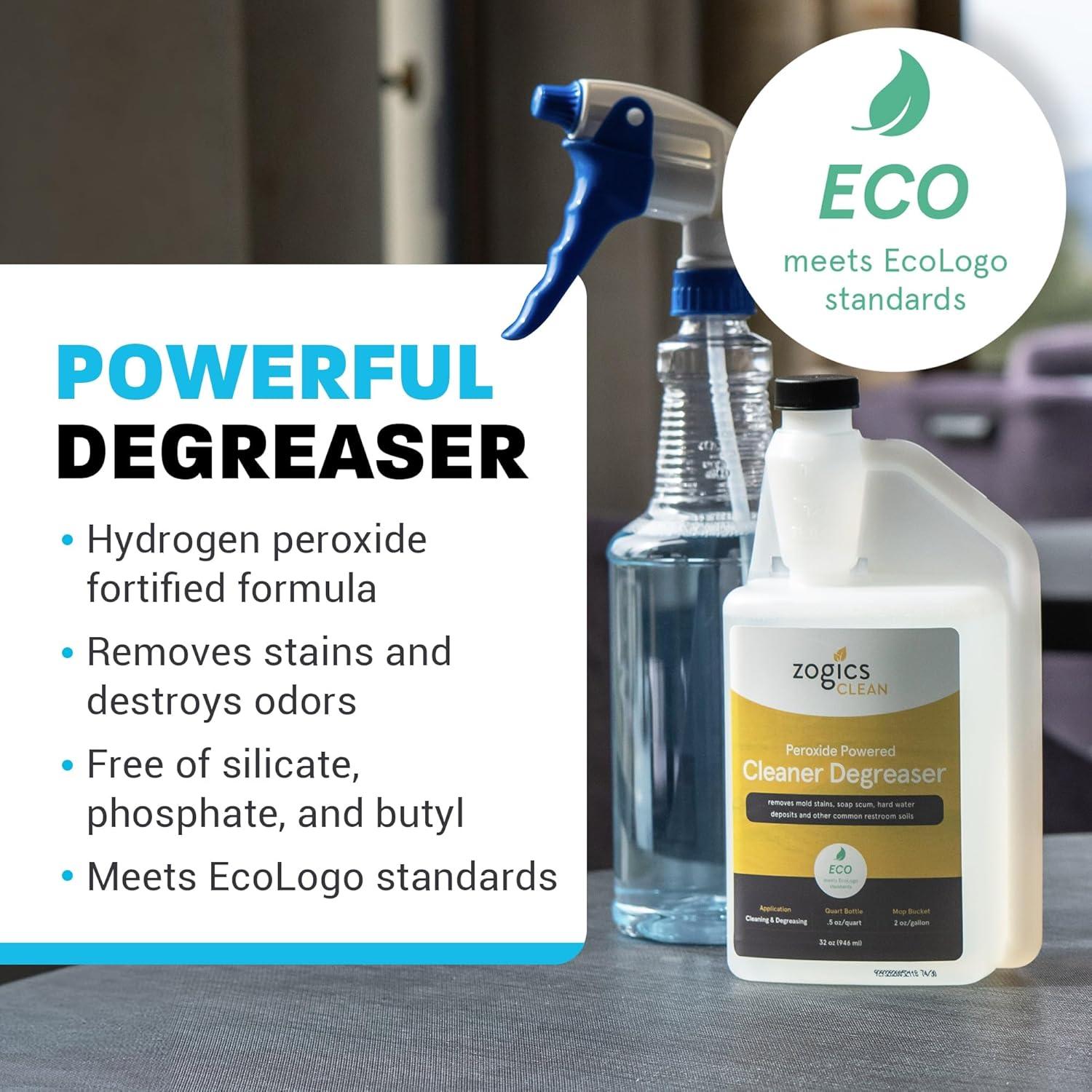 Buy Zogics Peroxide Powered Cleaner Degreaser – 32 oz Bottle Makes 8 ...