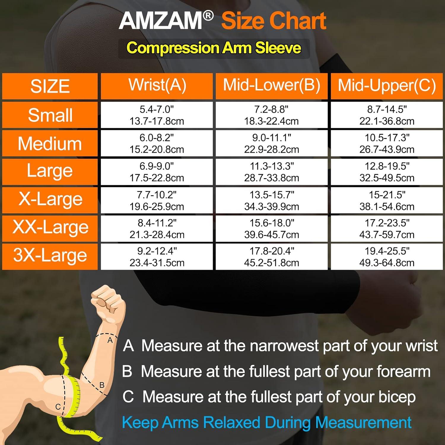 AMZAM Medical Compression Arm Sleeve 20-30 mmHg for Pain Relief - Large ...