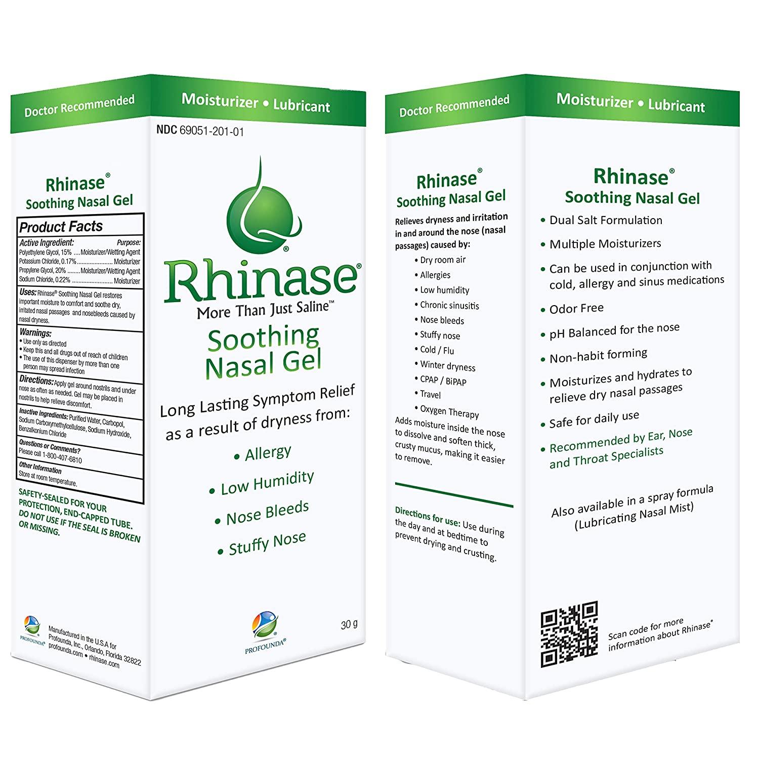 Rhinase Allergy Relief Nasal Gel - Steroid-Free, Moisturizing Saline ...