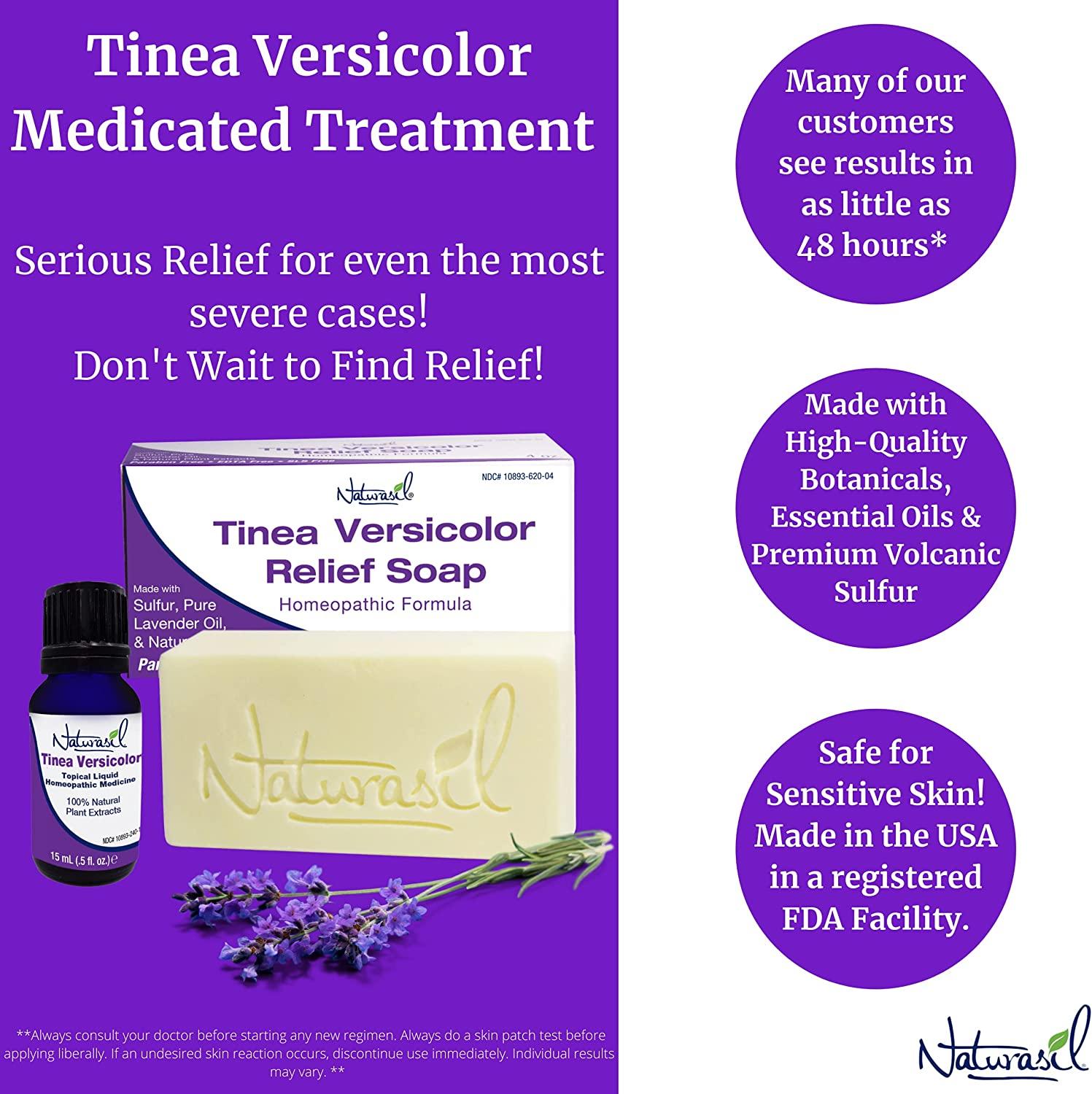 Naturasil All-Natural 10% Sulfur Soap for Tinea Versicolor, Candida ...