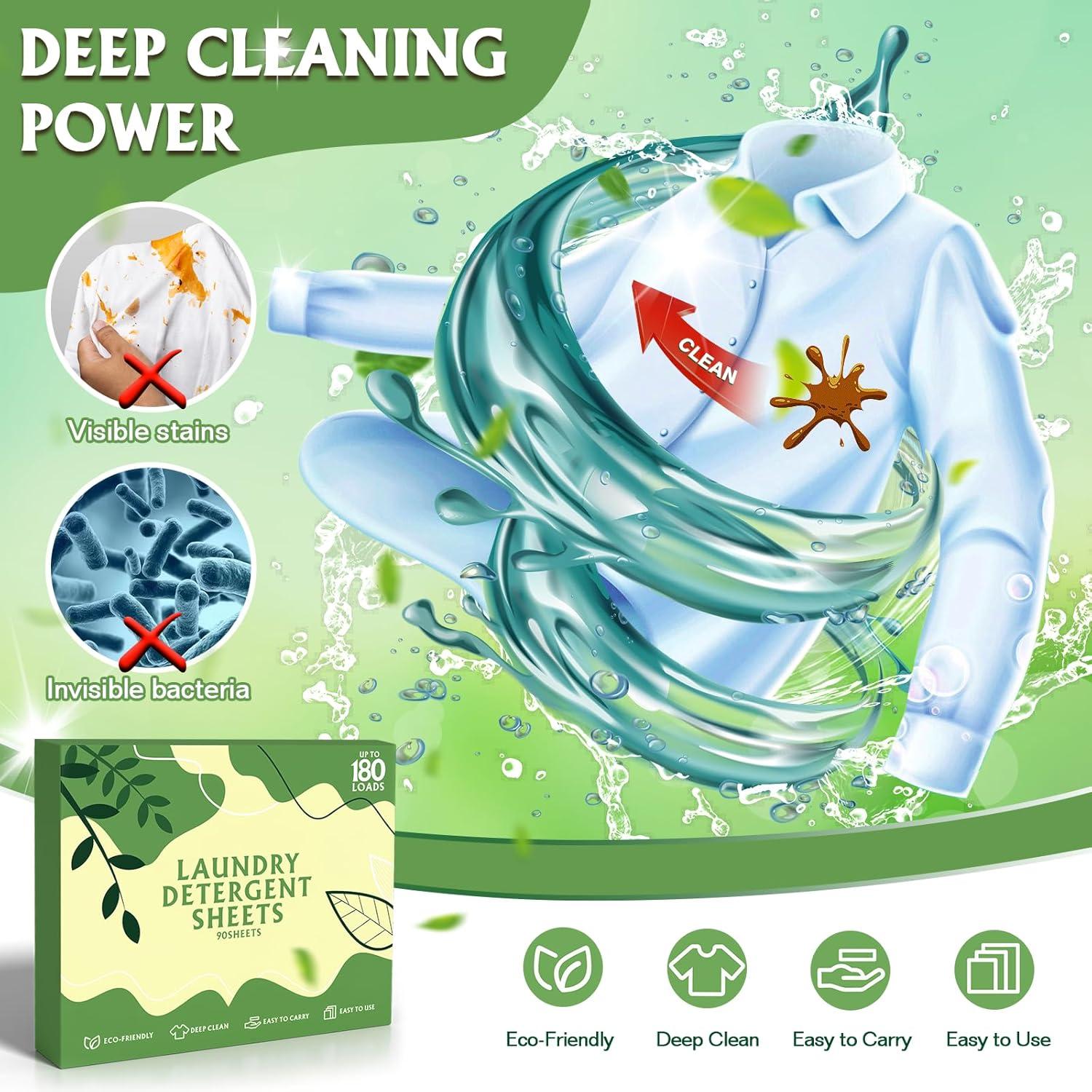 YOGINGO Eco-Friendly Laundry Detergent Sheets - 90 Sheets 180 Loads ...