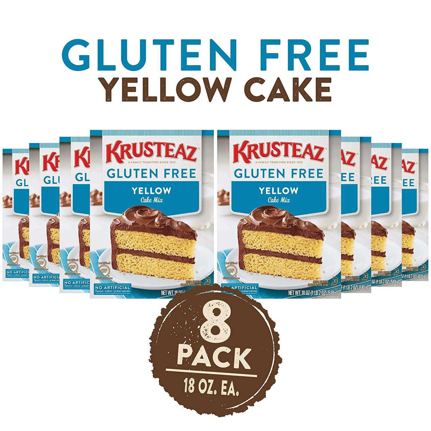 Krusteaz Gluten Free Yellow Cake Mix 18oz (Pack of 8) - Delicious and ...