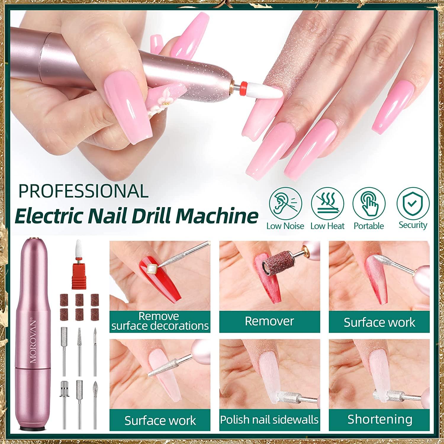 Morovan Dip Powder Nail Kit with 8 Colors, Nail Drill Machine, Base and ...