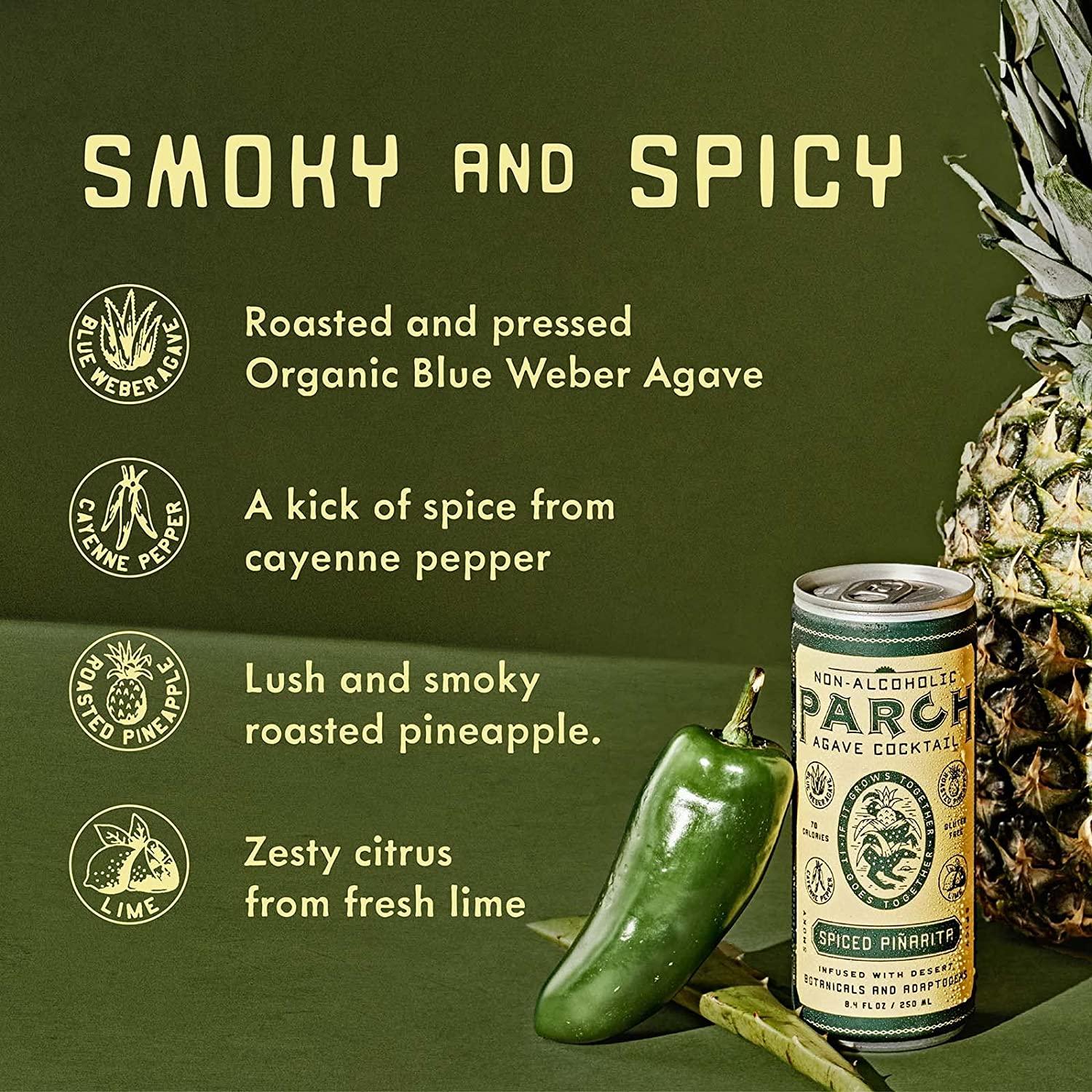 PARCH Spiced Piarita Non Alcoholic Agave Cocktail 8 Pack - Plant Based ...