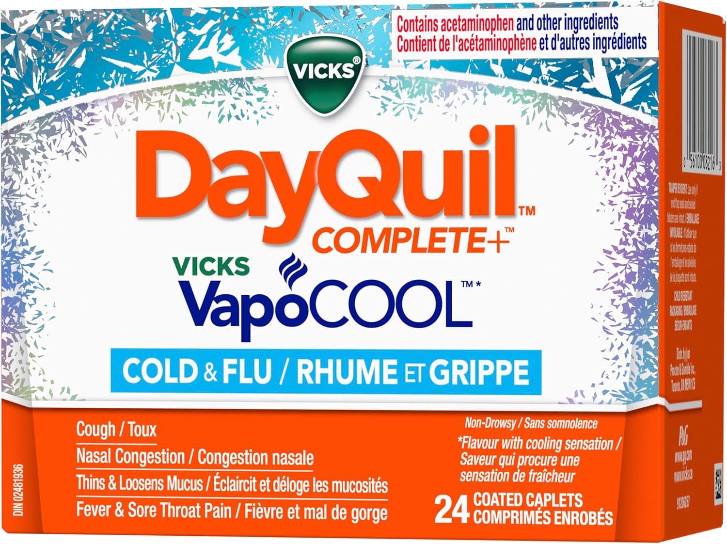 Vicks DayQuil COMPLETE Vicks VapoCOOL Cold and Flu Medicine Non-Drowsy ...