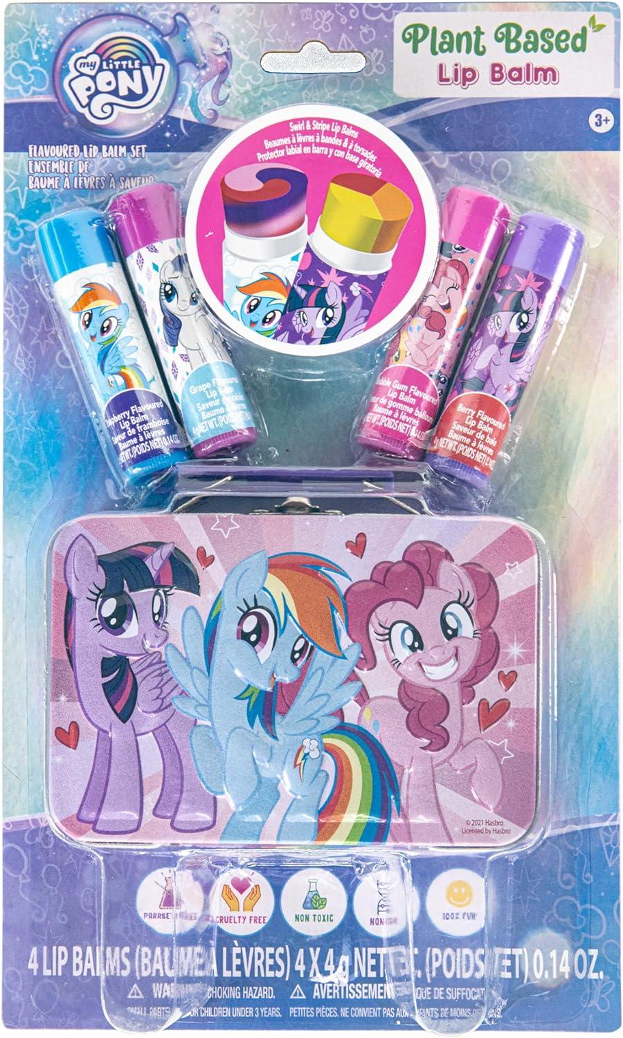 My Little Pony 4 Pack Vegan Lip Balm in Collectible Tin Case for Girls ...