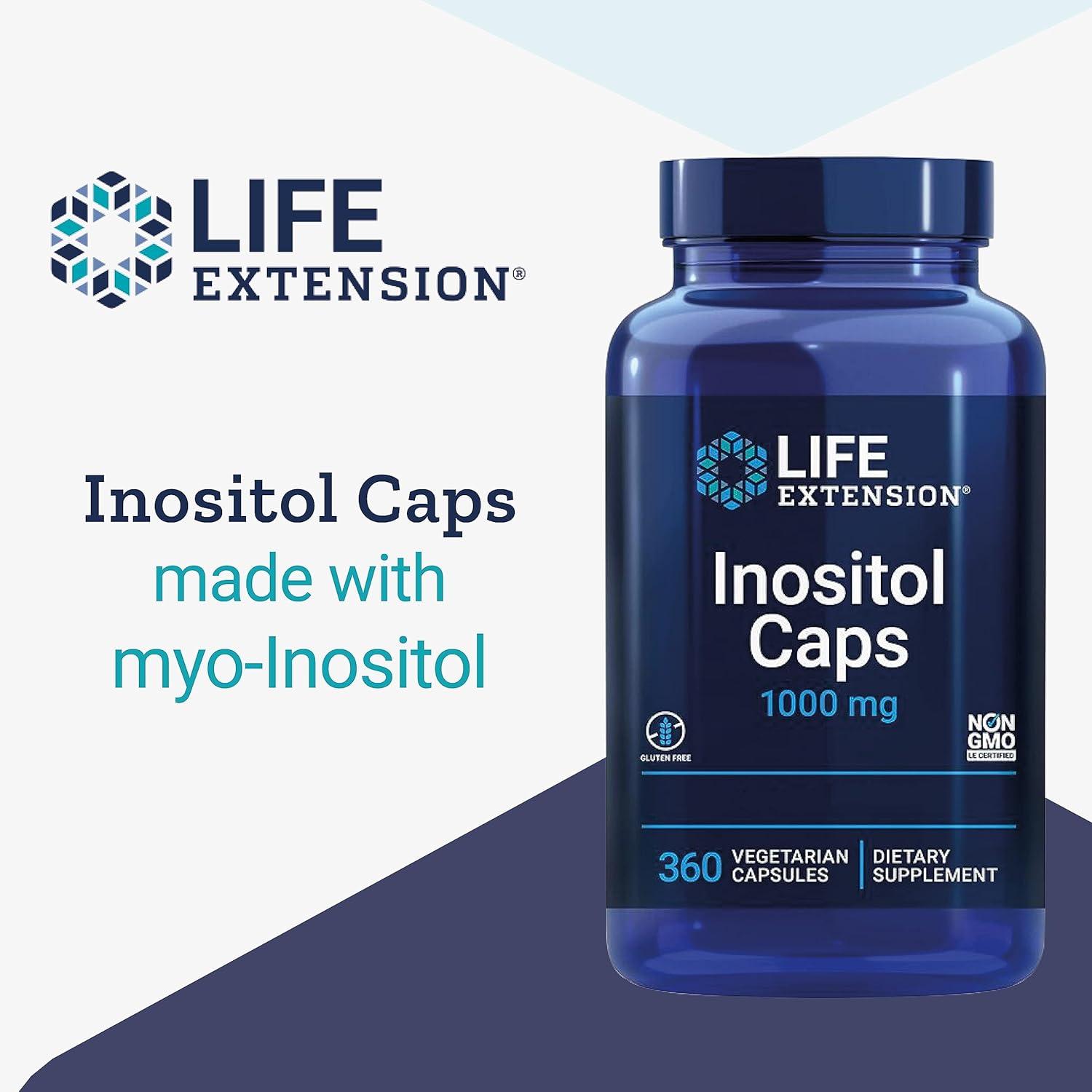 Life Extension Inositol Caps 1000mg High Dose 360 Vegan Capsules ...