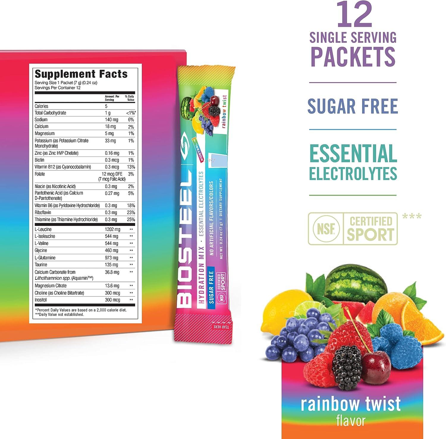 BioSteel Hydration Mix, Sugar-Free with Essential Electrolytes and B ...