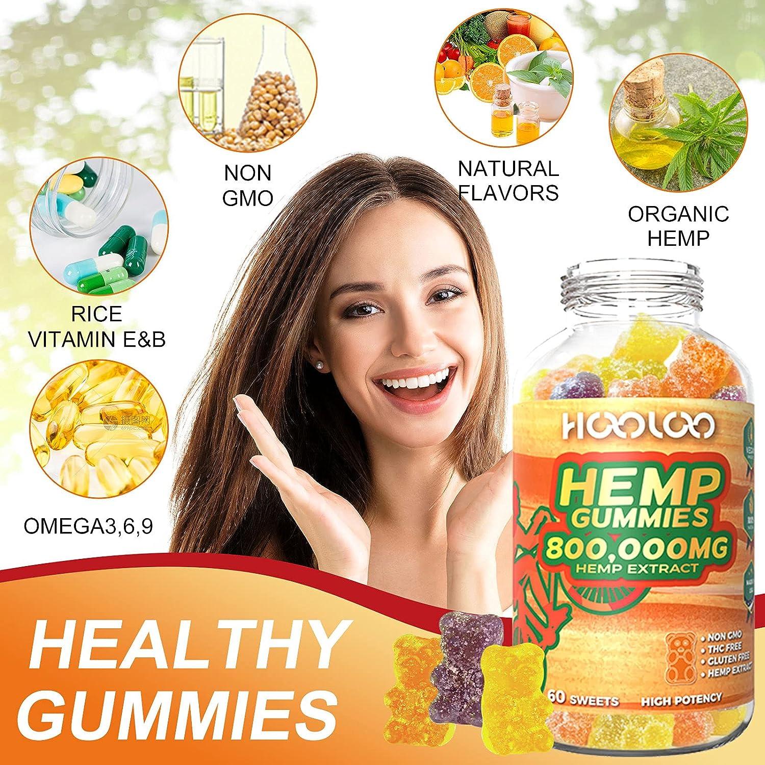 HOOLOO Hemp Gummies 800,000mg - Calm Rest Vegan Gummy Bears - Made in ...