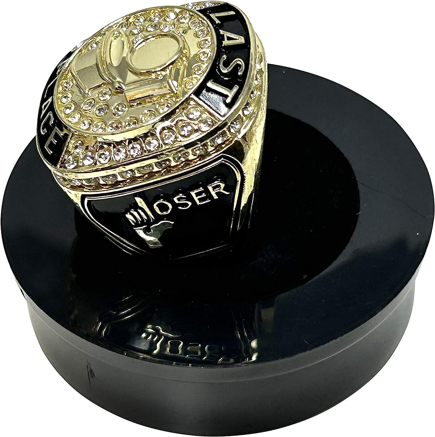 Champion Gold Last Place Loser Trophy Ring with Neck Chain and Stand ...