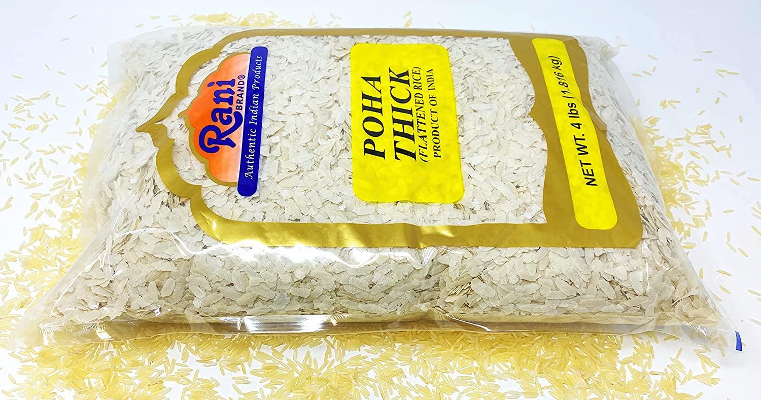 Rani Poha (Powa) 64oz (4lbs) - Medium-Cut Flattened Rice, All Natural ...