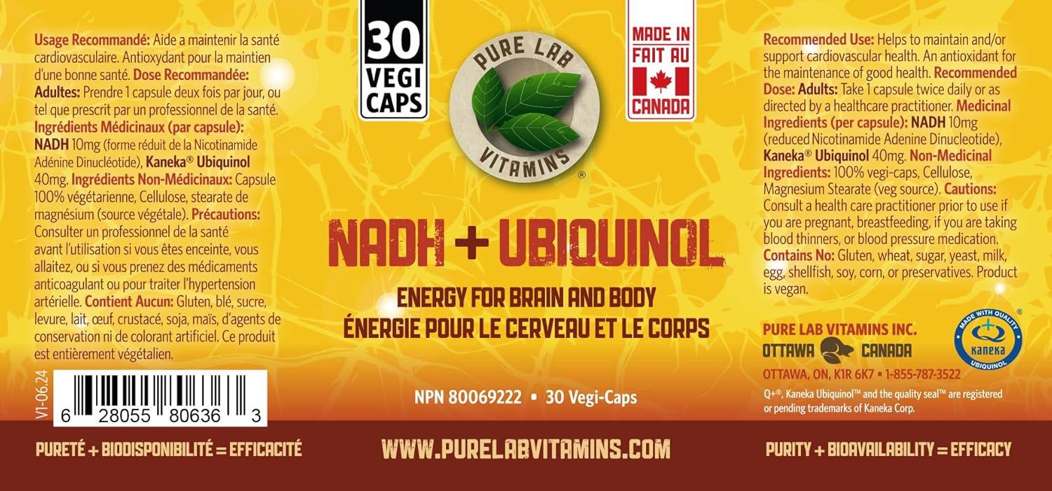 Pure Lab Vitamins | NADH Nicotinamide Adenine Dinucleotide + Coq10 ...