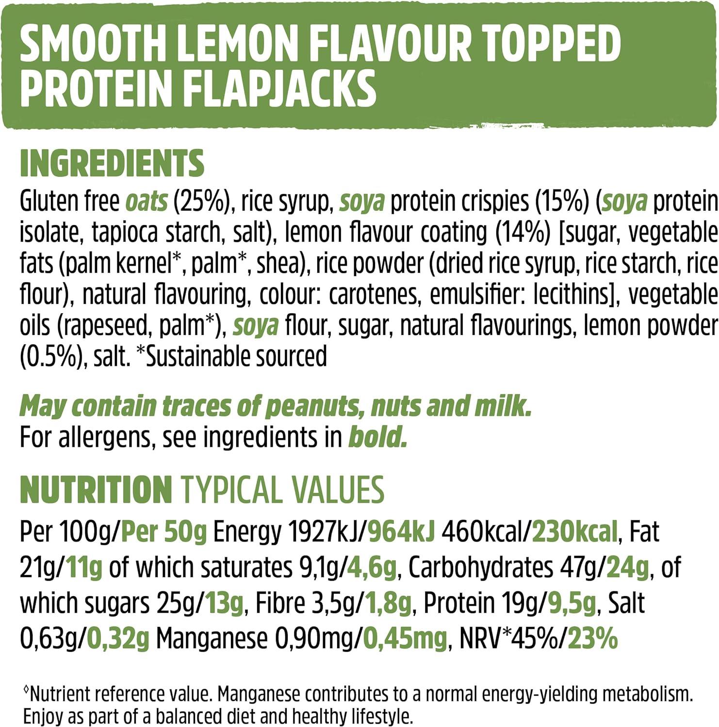 TREK High Protein Flapjack Smooth Lemon - Gluten Free Vegan Snack - 16 ...