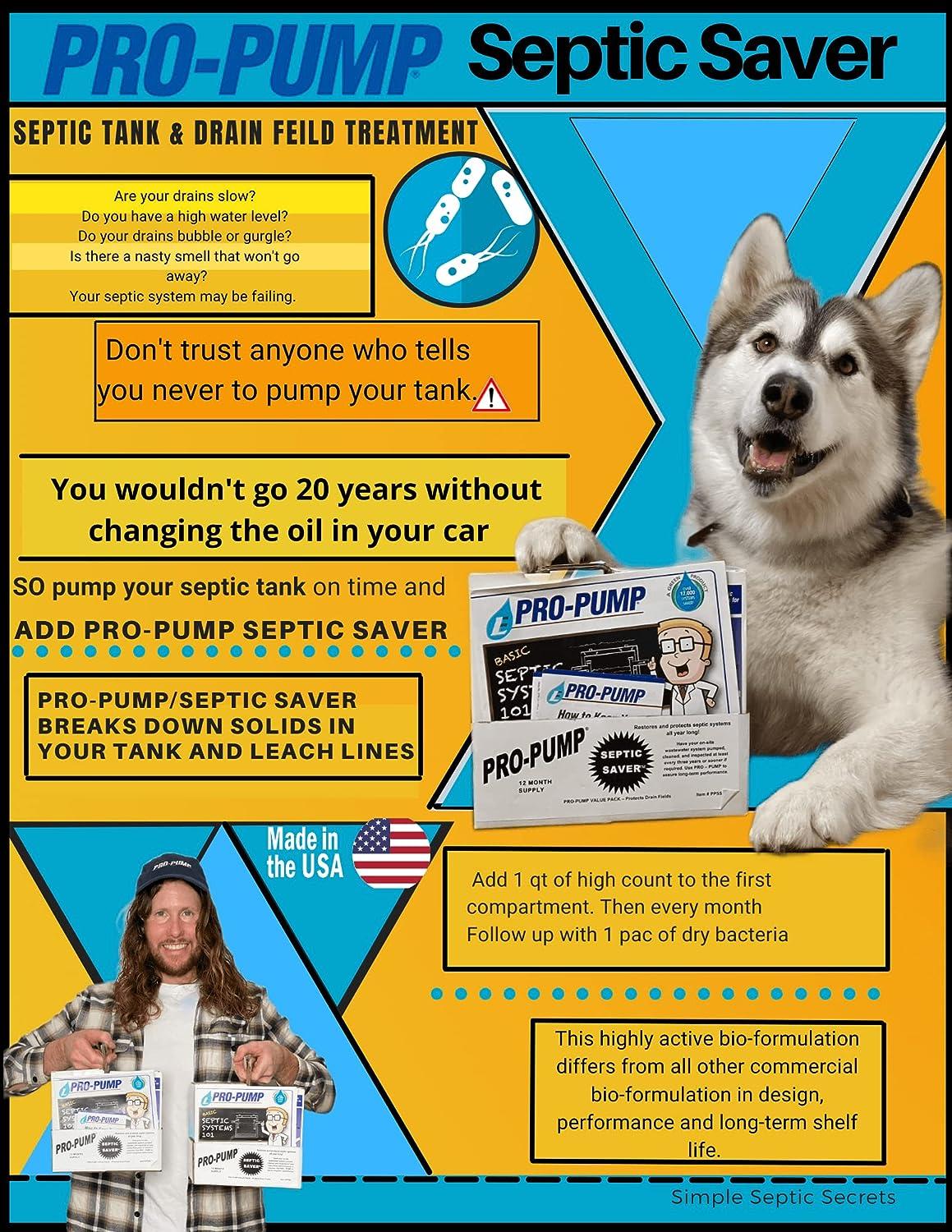 Pro Pump Septic Saver 1-Year Supply with Leak Detection Tab - Prevent ...