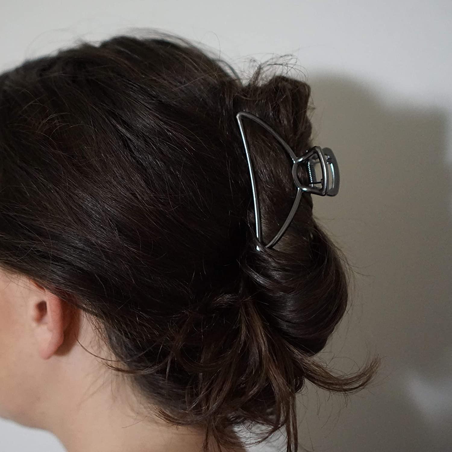 Gunmetal Gray Metal Hair Claw Clips Variety Pack - Large & Small ...