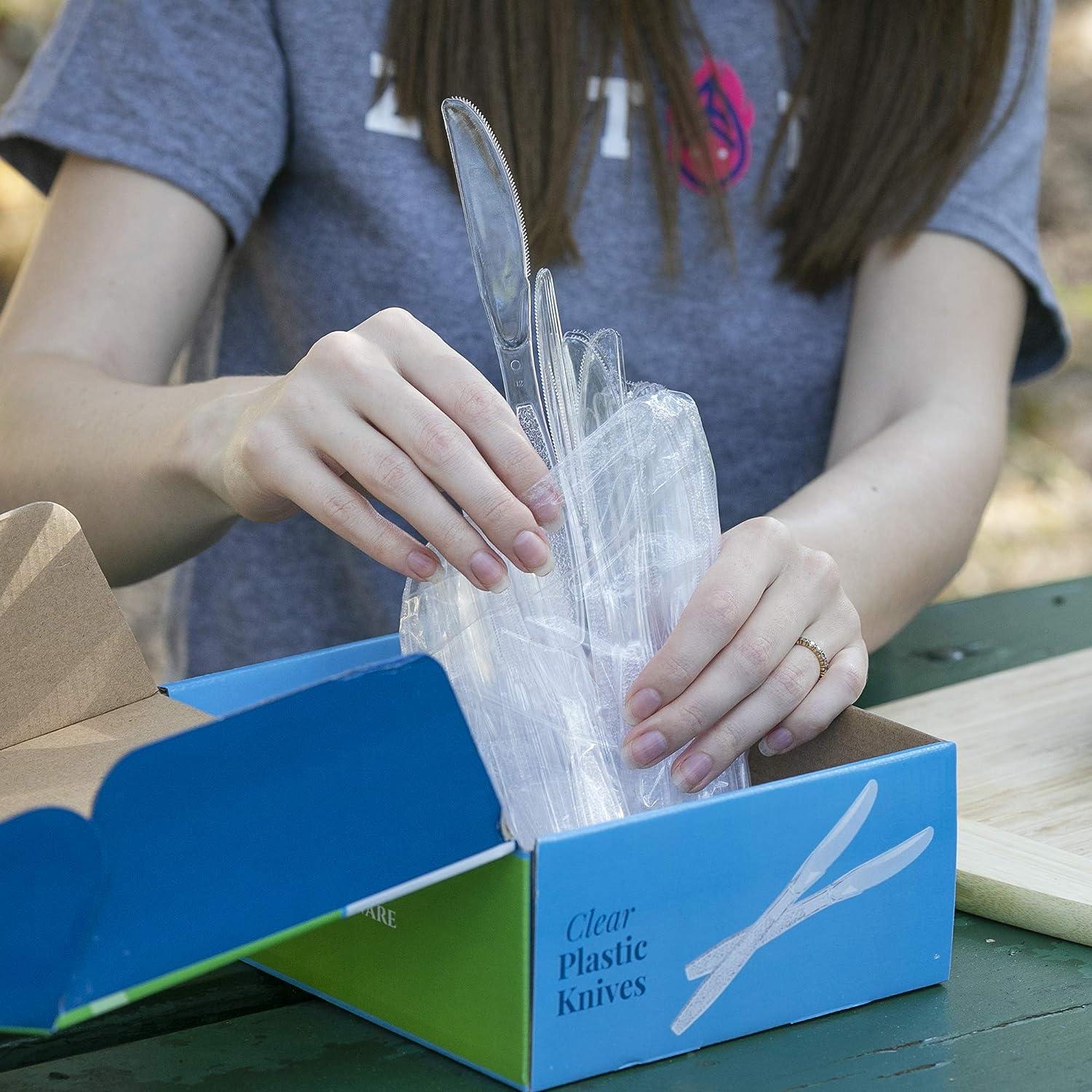 SafeWare 200 Clear Plastic Knives, Heavy Duty, Disposable Utensil ...