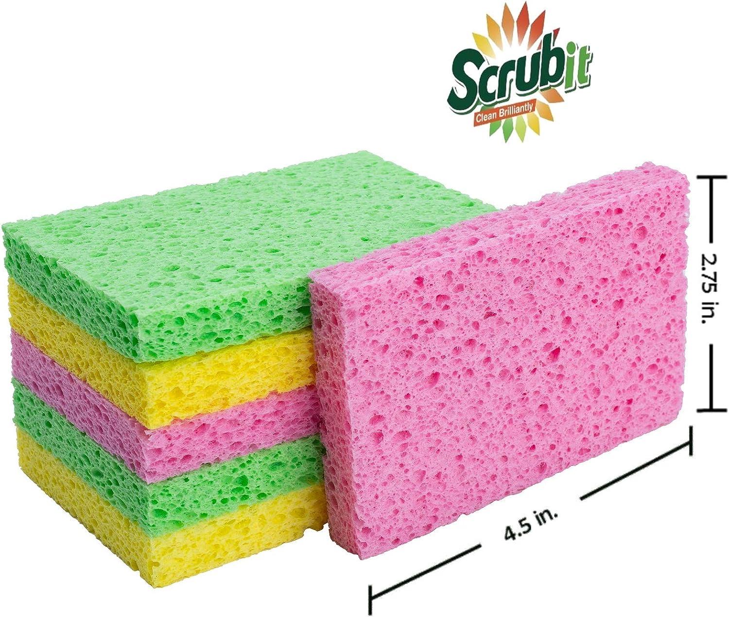 SCRUBIT Cellulose Scrub Sponge - 6 Pack Kitchen Cleaning Sponges for ...