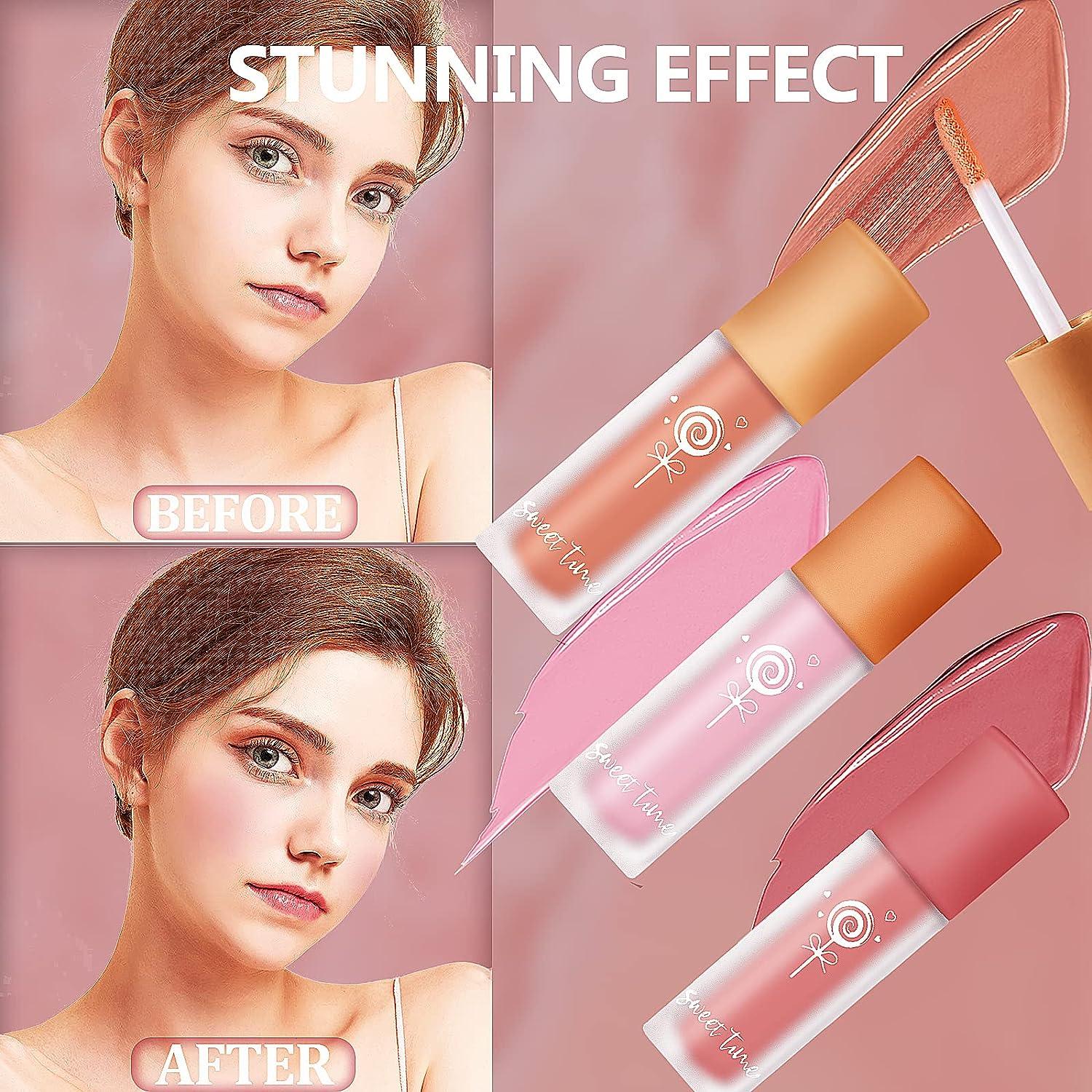 3 Colors Cream Liquid Blush Trio | Soft Matte Cheek/Lip/Eye Makeup ...