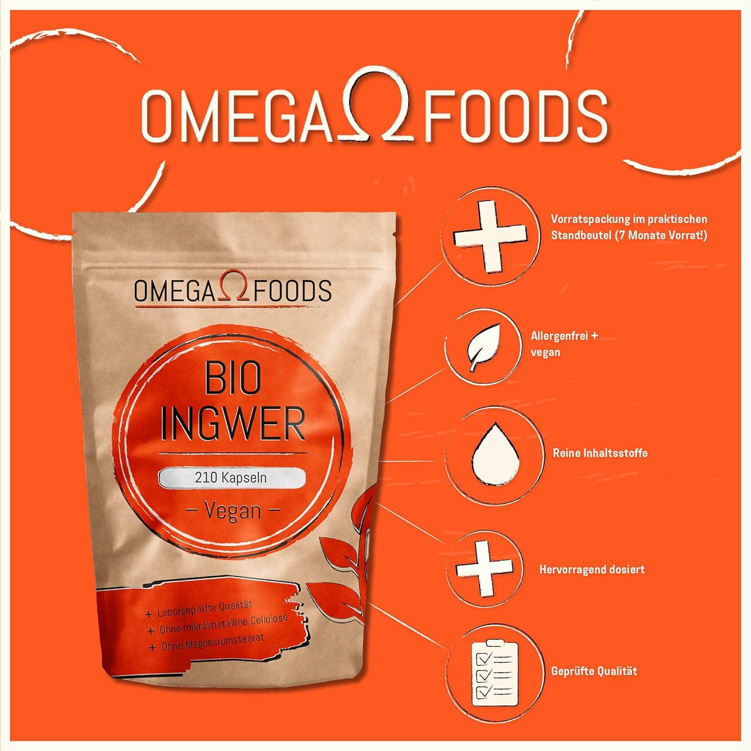 Buy Organic Ginger Capsules - 210 High Dose Vegan Ginger Capsules for ...