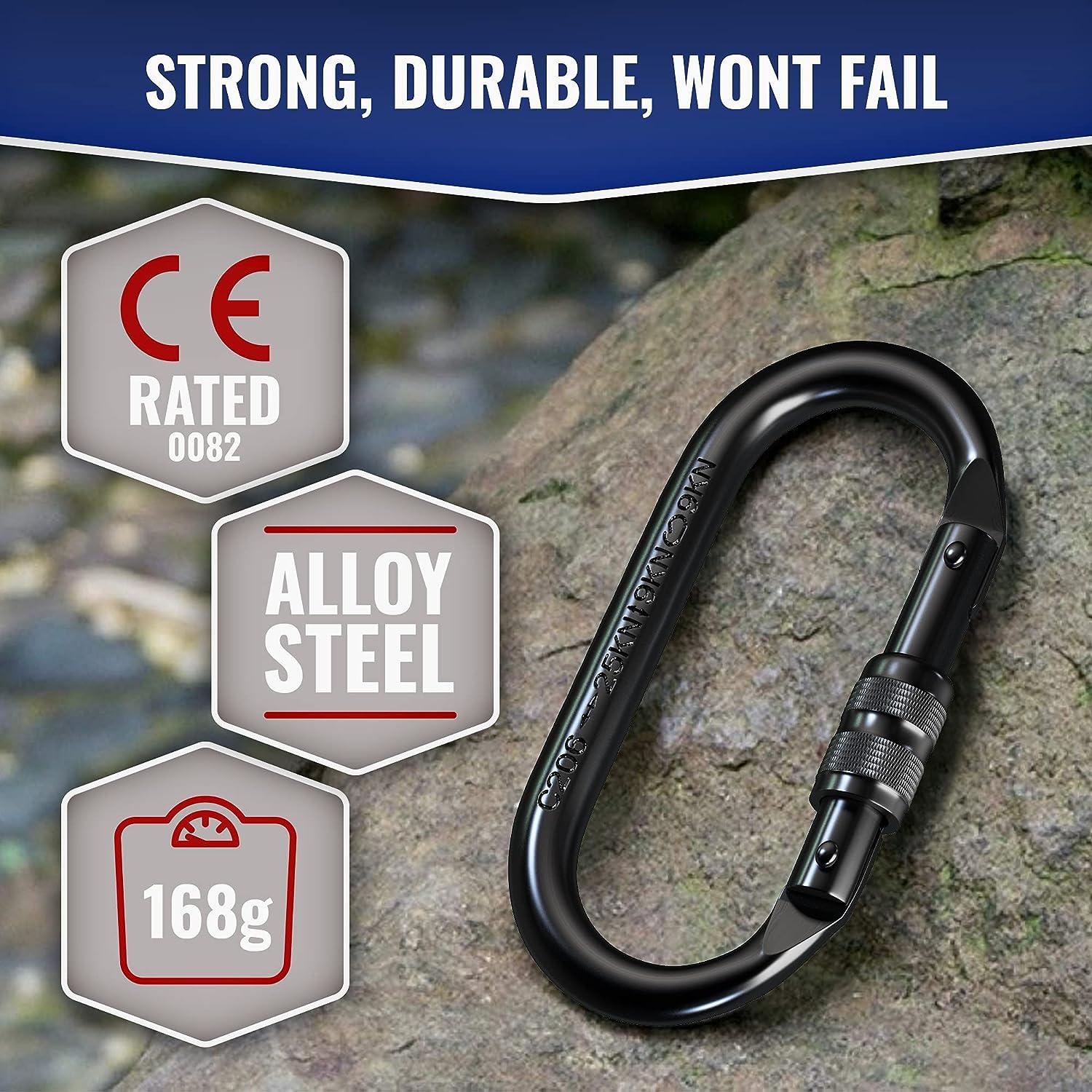 XTEK Climbing Carabiner Clip - UIAA Certified 25kN - Large Heavy Duty ...