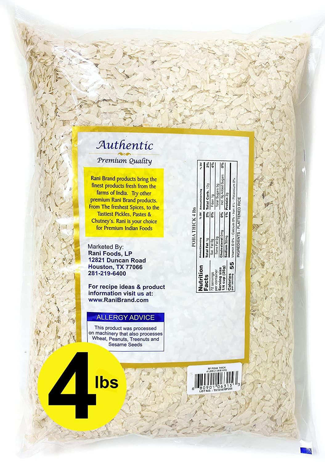 Rani Poha (Powa) 64oz (4lbs) - Medium-Cut Flattened Rice, All Natural ...