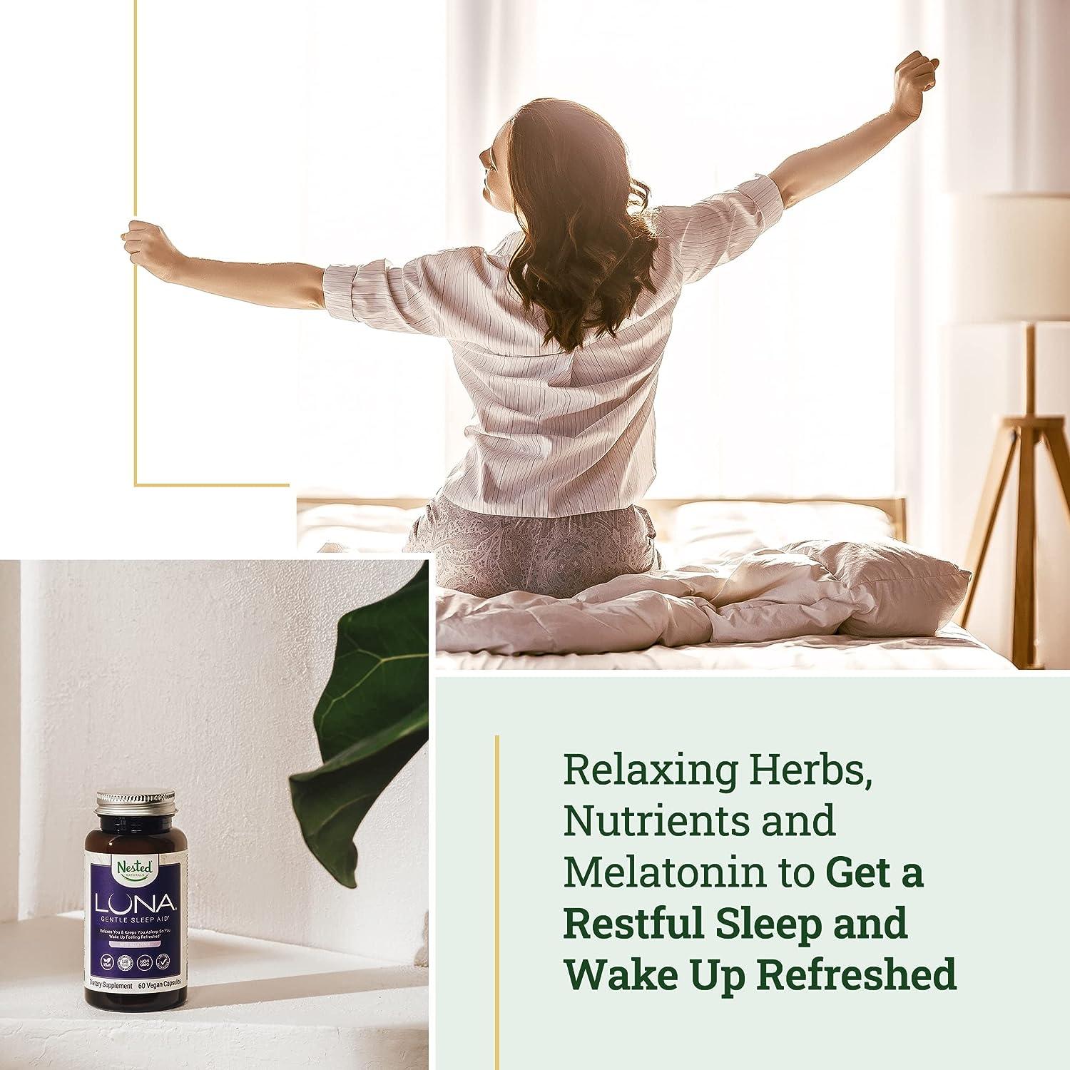 Luna Bedtime Supplement - 60 Vegan Capsules with Melatonin, Valerian ...