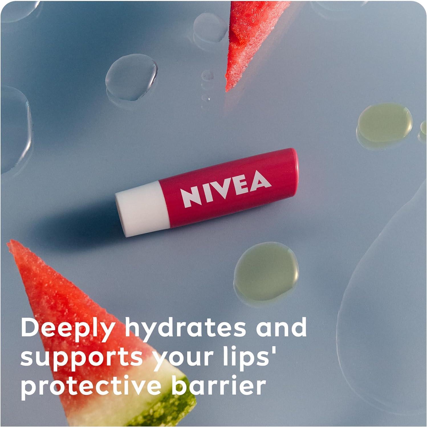 NIVEA Watermelon Shine Lip Balm (4.8g) Flavoured Lip Balm with Shea ...