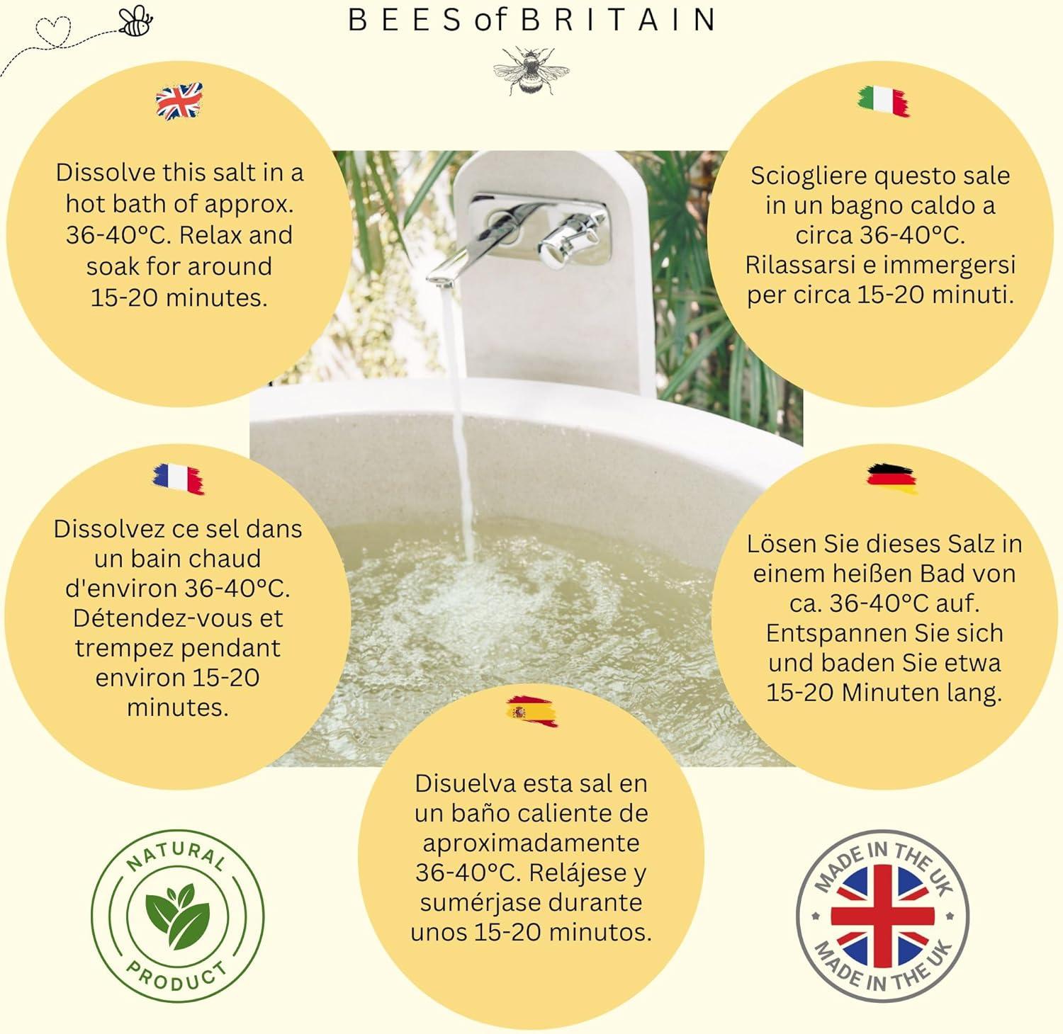 Bees of Britain Bathing Salt - 100% Natural Himalayan Salt with ...