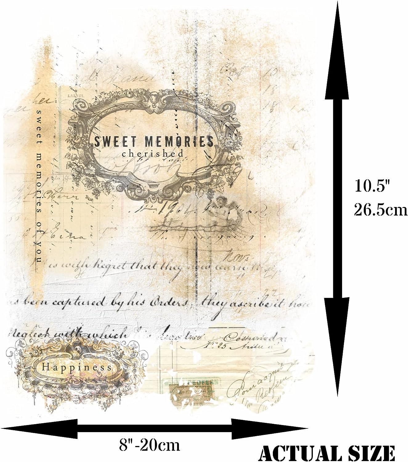 Script Pieces Overlay Rice Paper 8 x 10.5 inch - 6 x Different Printed ...