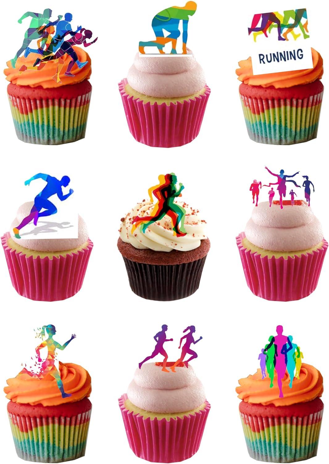 27 Stand Up Runner Running Themed Edible Wafer Paper Cake Toppers ...